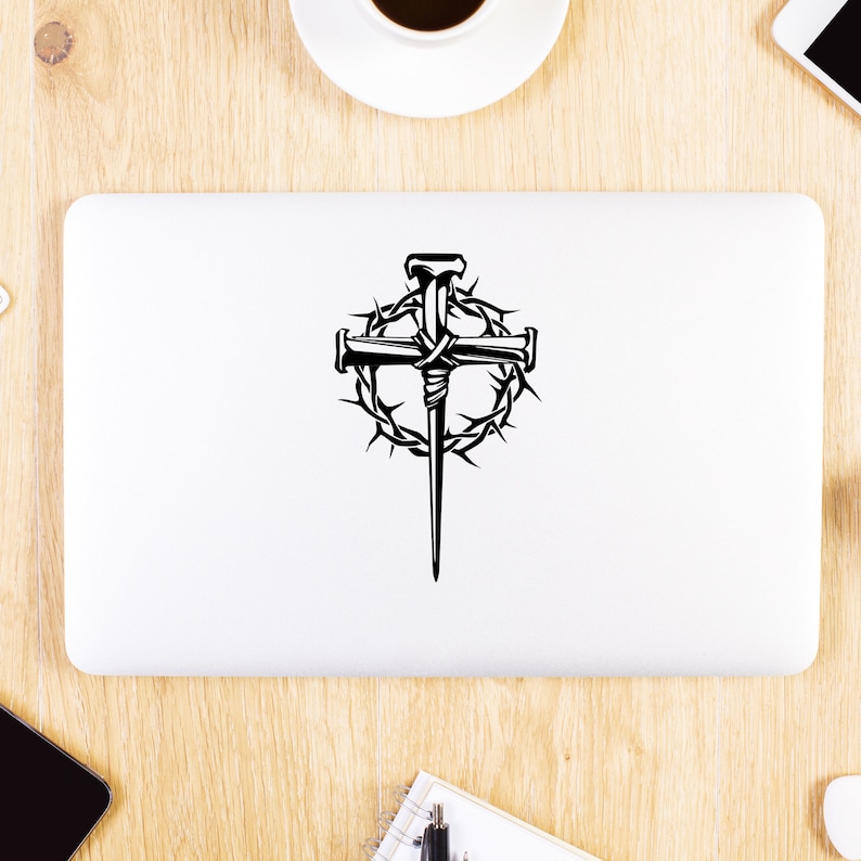 Cross and Nails Crown of Thorns Decal, Religious Cross Decal, Custom ...
