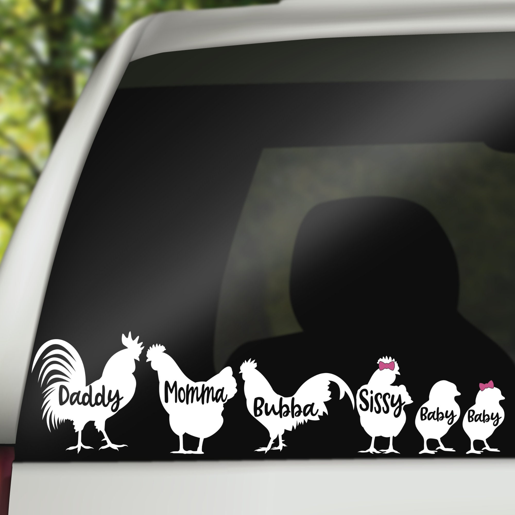 Chicken Family Car Decal, Chicken Mama Sticker, Rooster Car Decal, Farm ...