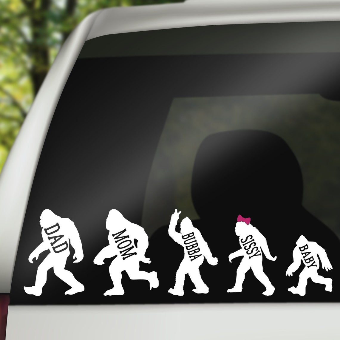 Bigfoot Family Car Decal, Sasquatch Car Decal, Bigfoot Peace Sticker ...