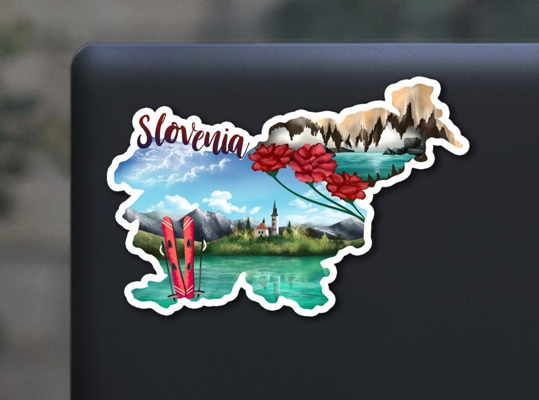 Slovenia Sticker, Hand Drawn Design, Europe Art, Lake Bled, Matte ...