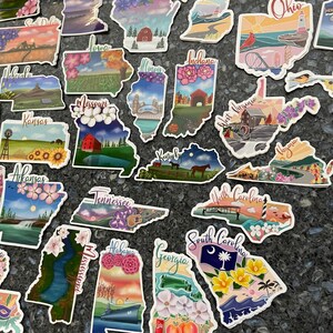 All 50 State Stickers, 3 Inches, One of Each, Hand Drawn Designs, Matte ...