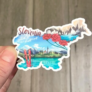 Slovenia Sticker, Hand Drawn Design, Europe Art, Lake Bled, Matte ...