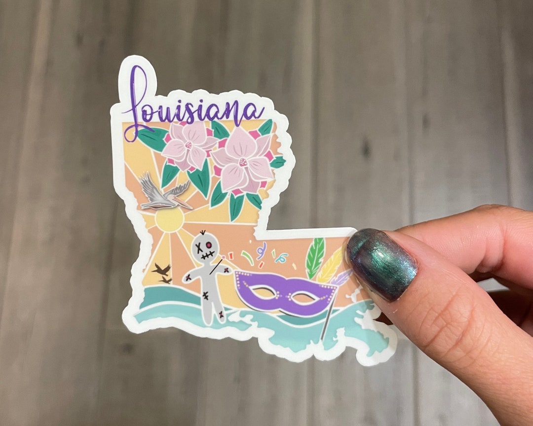 Louisiana State Sticker, Hand Drawn Design, Voodoo, Matte Laminated ...