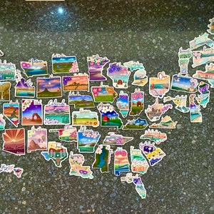 All 50 State Stickers, 3 Inches, One of Each, Hand Drawn Designs, Matte ...
