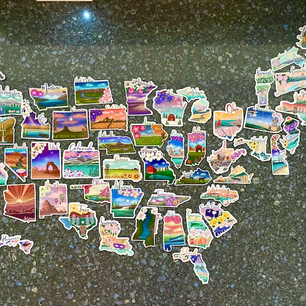 50 States Stickers - Etsy