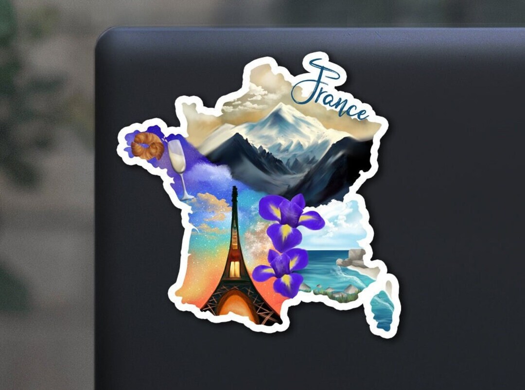 France Sticker, Hand Drawn Design, Eiffel Tower, Beach Wine, Mont Blanc ...