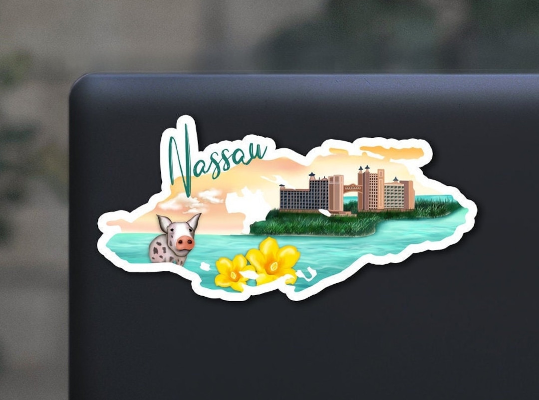 Nassau Bahamas Sticker, Hand Drawn Design, Caribbean Beach, Laminated ...
