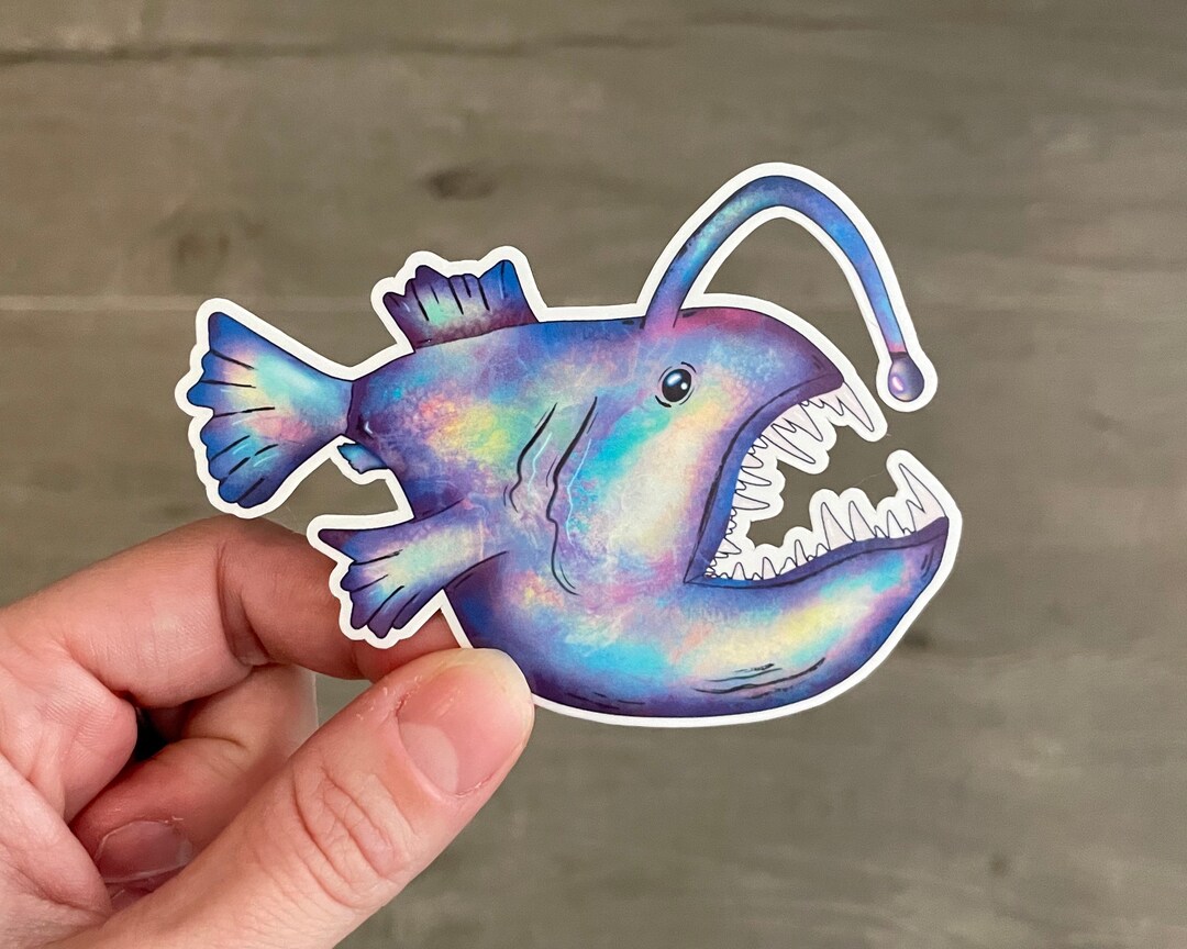Colorful Angler Fish Rainbow Sticker, Matte Laminated, Water/uv ...