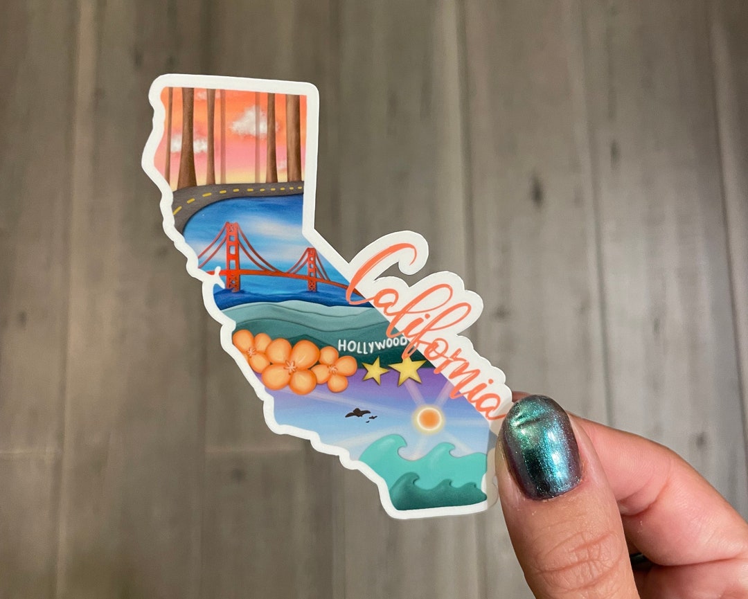 California State Sticker, Hand Drawn Design, Golden Gate, Matte ...