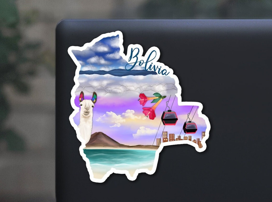 Bolivia Sticker, Hand Drawn Design, Llama, La Paz, Mountains, Laminated ...