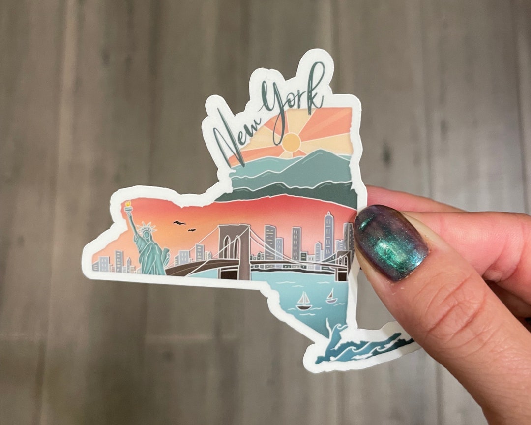 2 New York State Stickers Hand Drawn Design Matte Laminated - Etsy