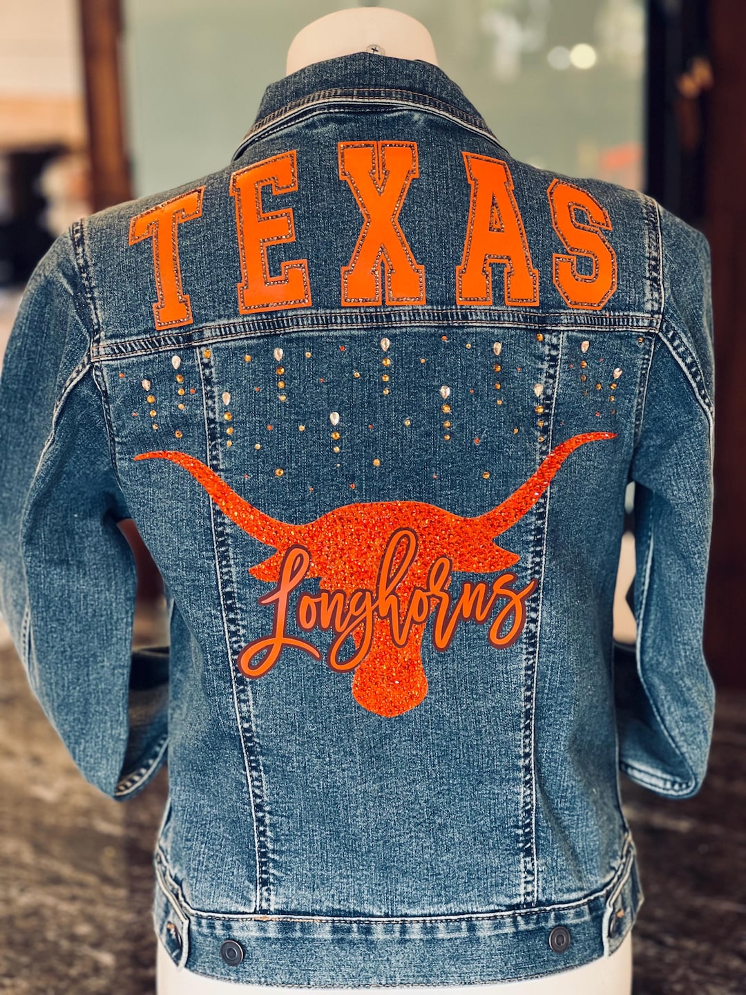 Texas Longhorns Football Denim Jacket, Longhorns Team Apparel Jacket ...