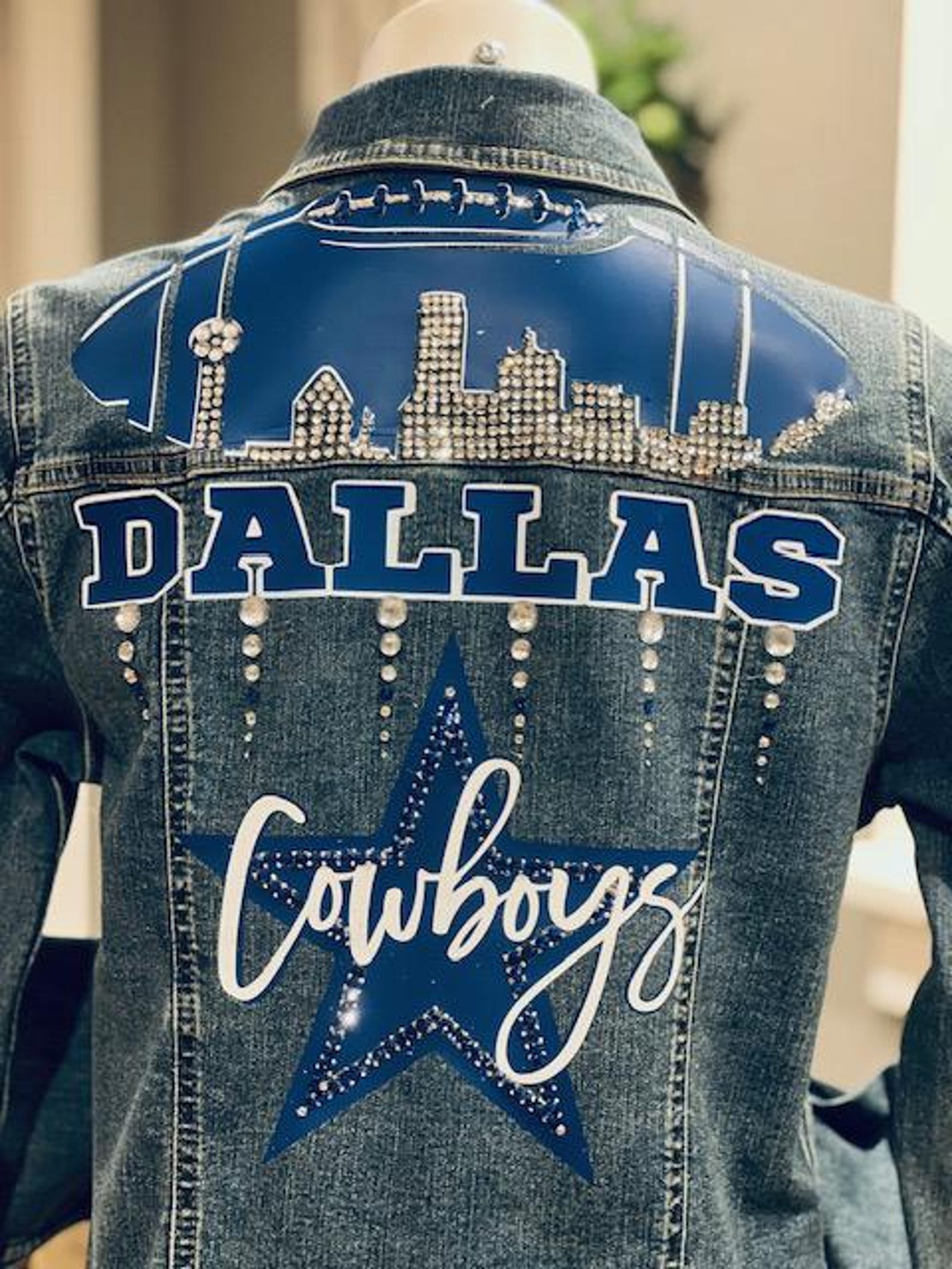 Dallas Cowboys Football Denim Jacket, Cowboys Team Apparel Jacket ...