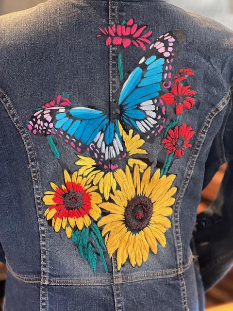 Hand Embroidered Denim Jacket, Custom Embroidery, Embroidery Art ...