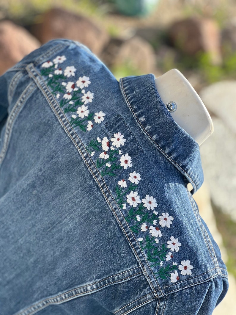 Hand Embroidered Denim Jacket, Custom Embroidery, Embroidery Art ...