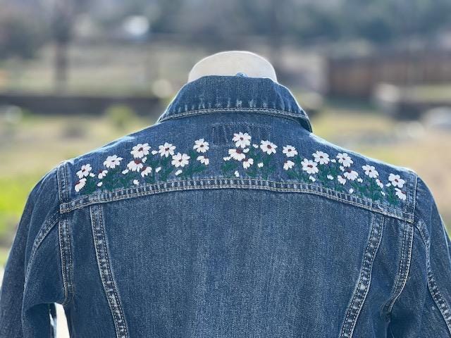 Hand Embroidered Denim Jacket, Custom Embroidery, Embroidery Art ...