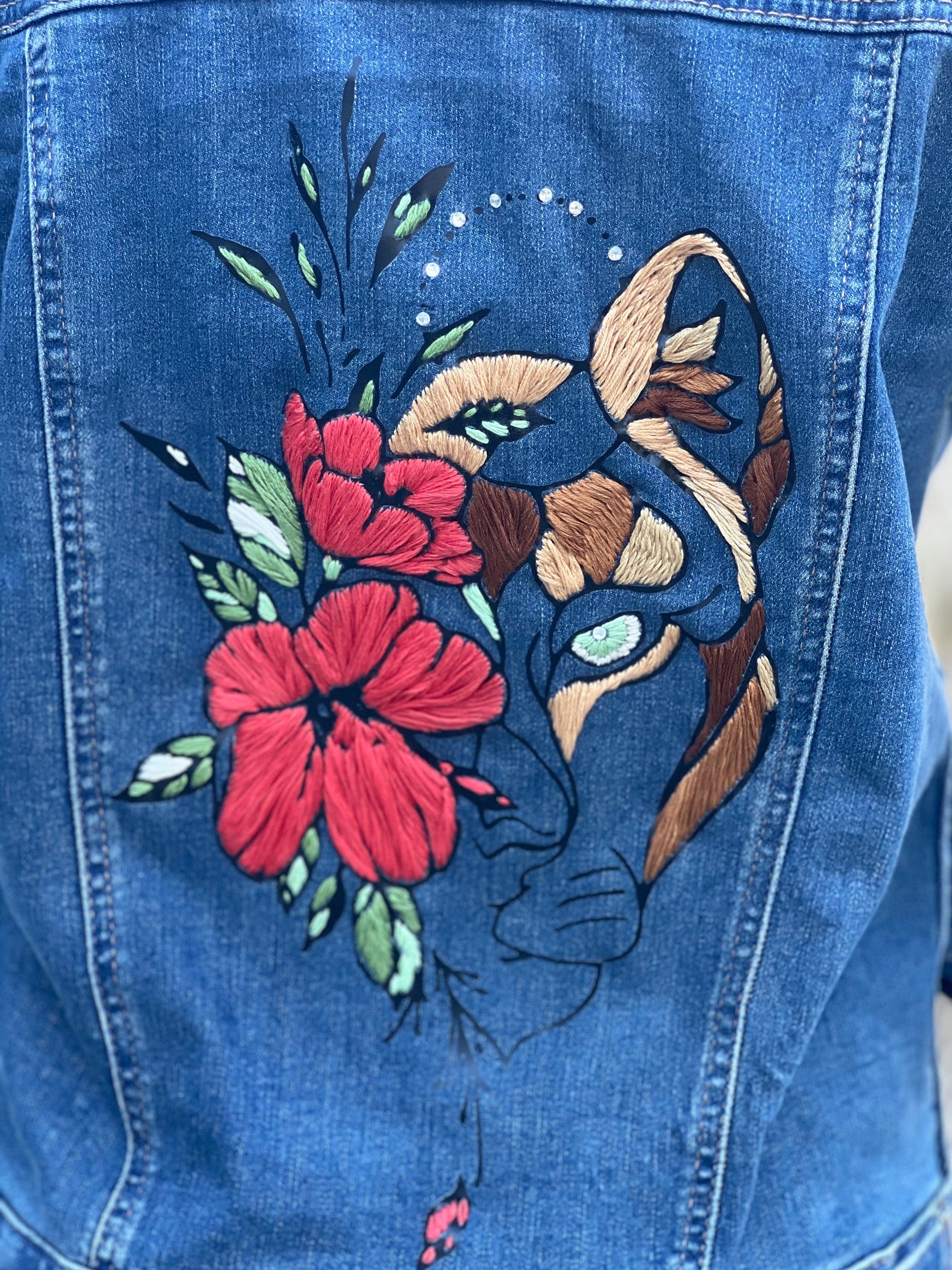 Hand Embroidered Denim Jacket, Custom Embroidery, Embroidery Art ...