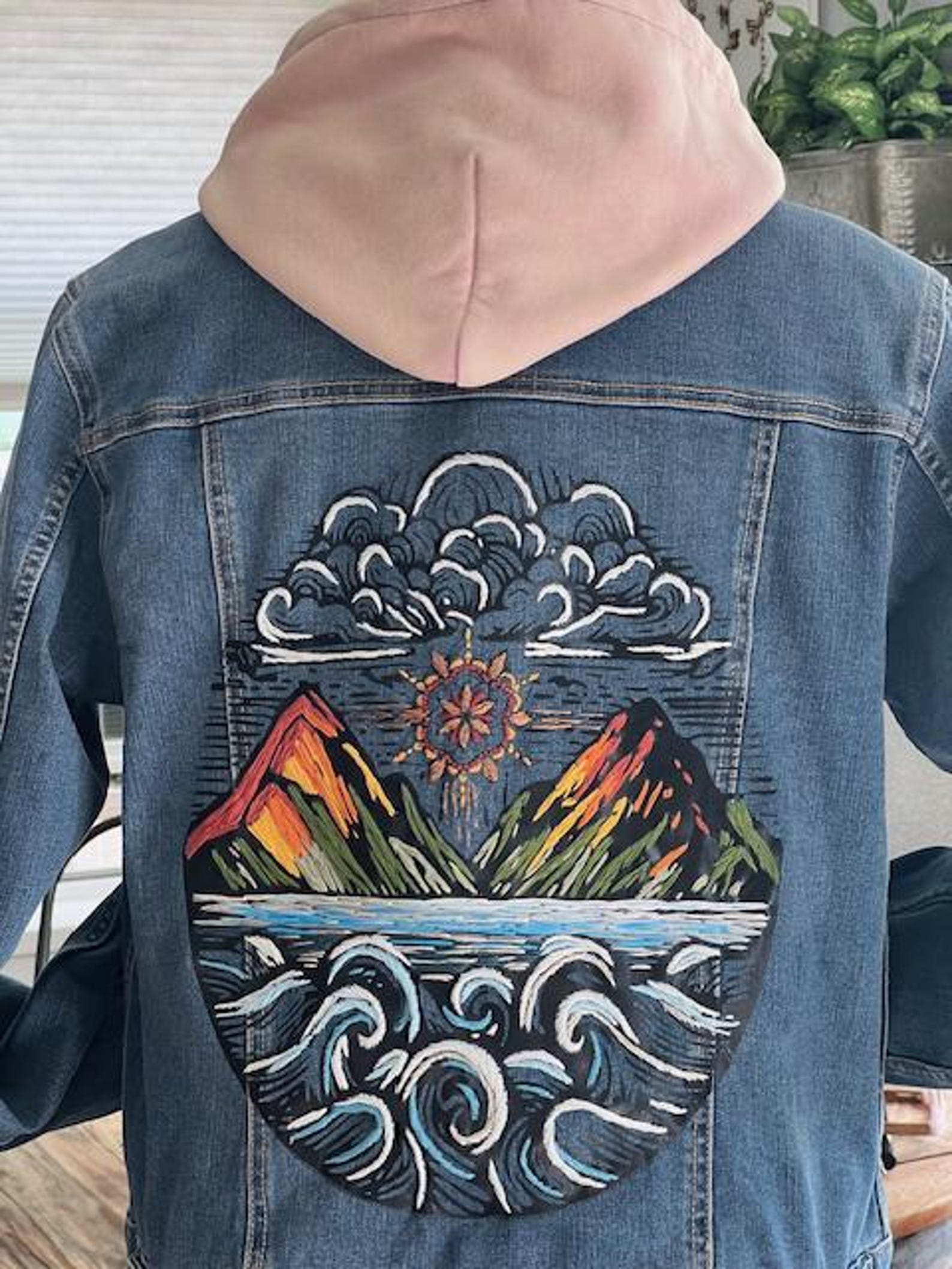 Hand Embroidered Denim Jacket, Custom Embroidery, Embroidery Art ...