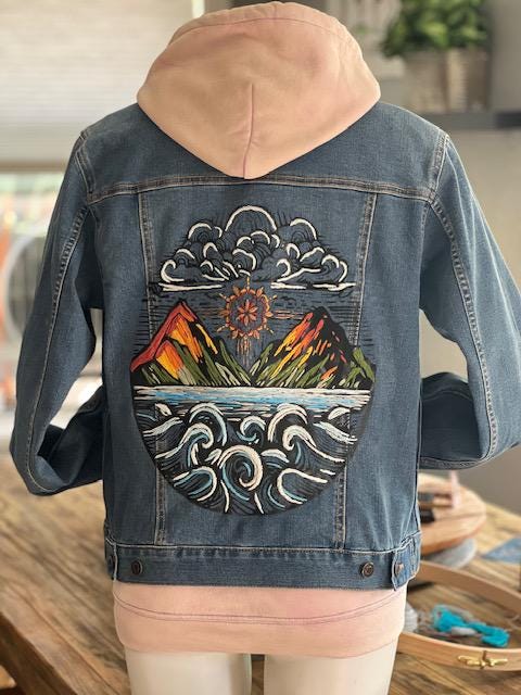 Hand Embroidered Denim Jacket, Custom Embroidery, Embroidery Art ...