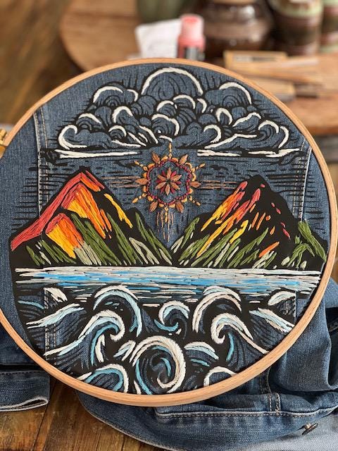 Hand Embroidered Denim Jacket, Custom Embroidery, Embroidery Art ...