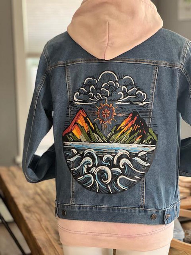 Hand Embroidered Denim Jacket, Custom Embroidery, Embroidery Art ...