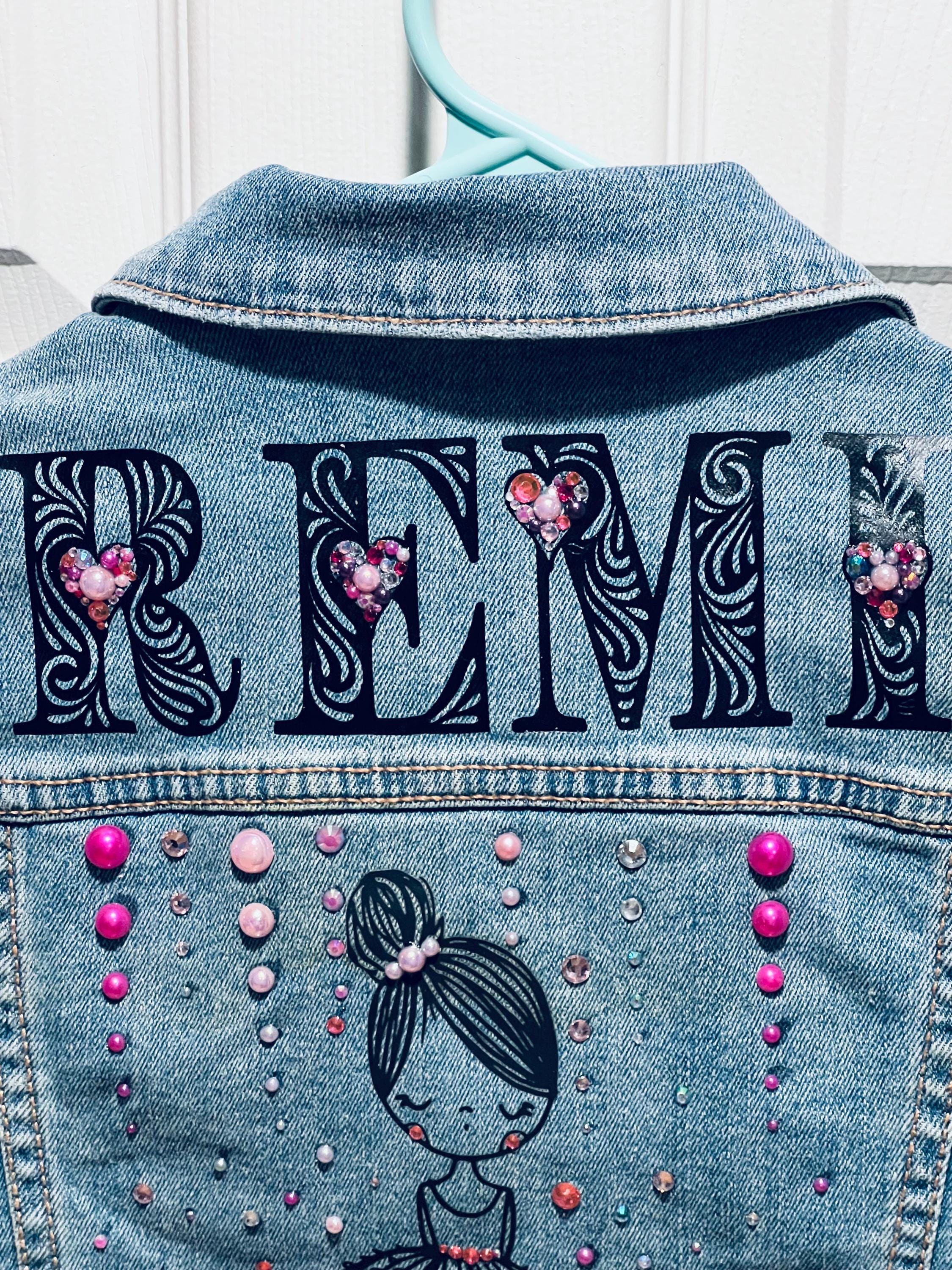 Little Girls Personalized Rhinestone Denim Jacket | Ballerina Sparkly ...