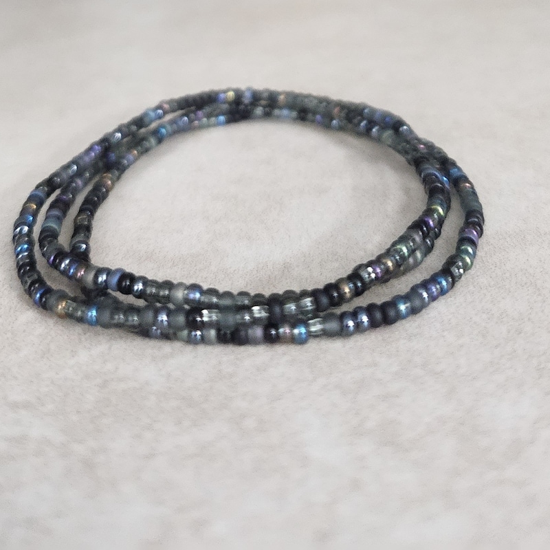 Dark Gray Beaded Bracelet - Etsy