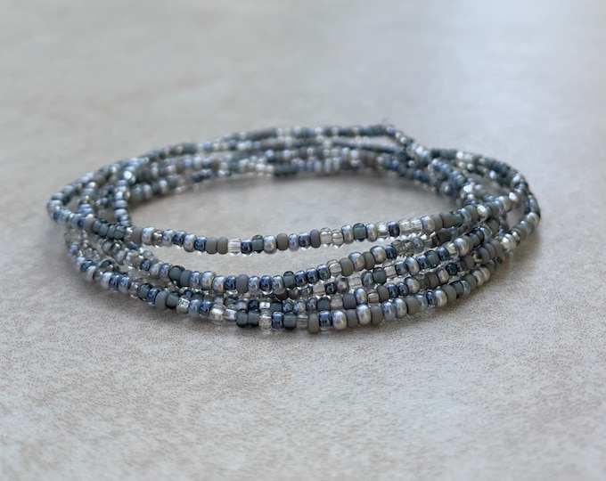Long Strech Wrap Bracelet, 5 Wrap Seed Bead Bracelet, Long Layering ...