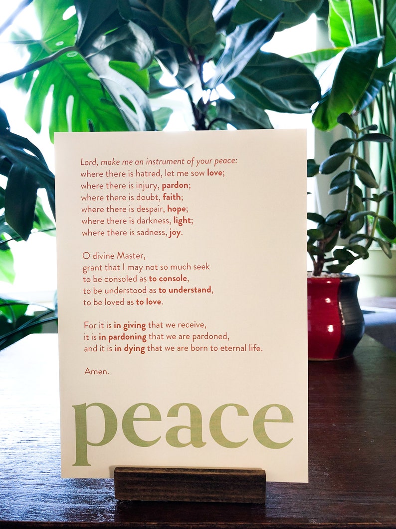 PEACE Typography Prayer Cards / Scripture Prayers/ Card Set/ Catholic ...