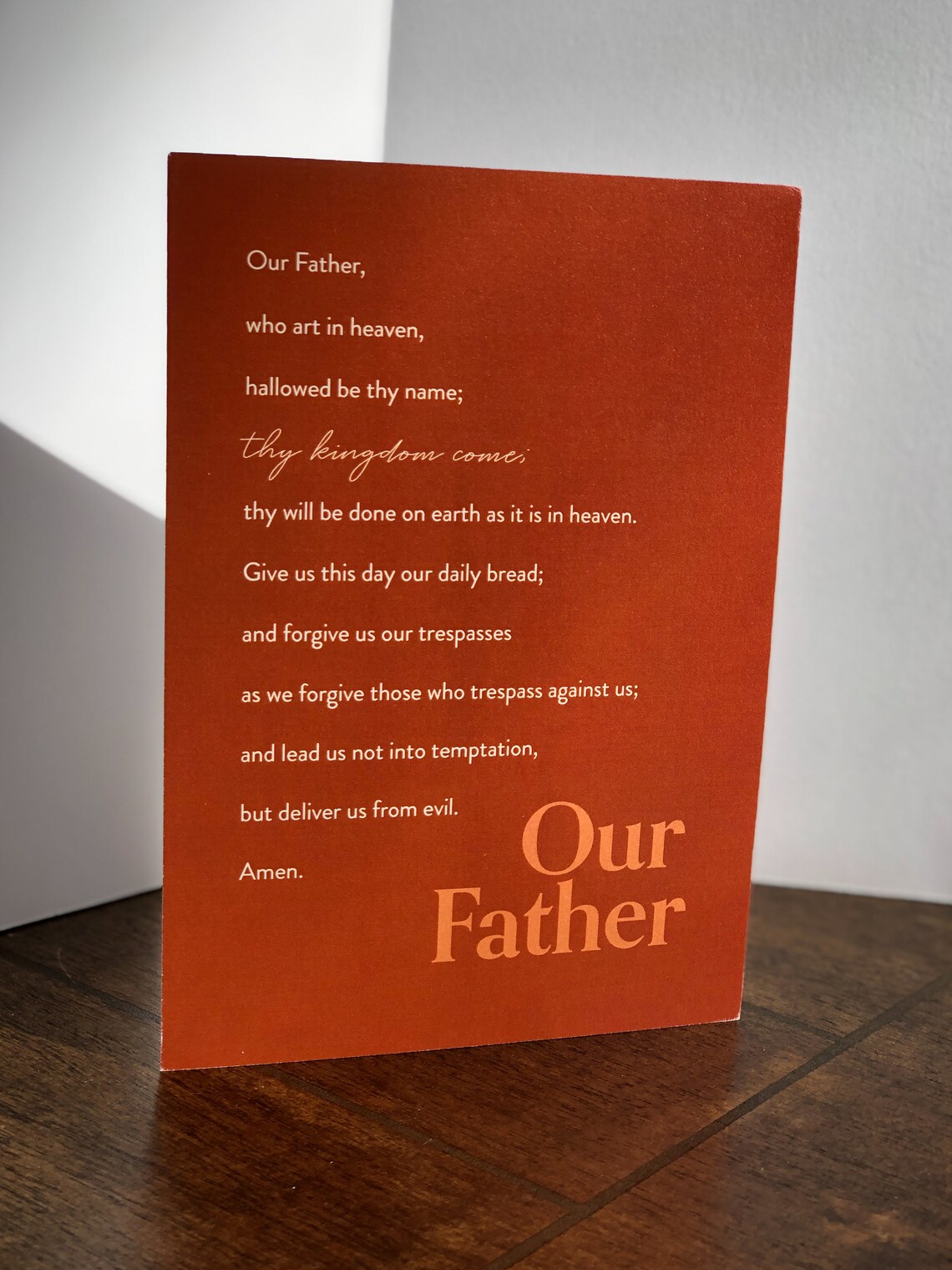 OUR FATHER Typography Prayer Cards / Scripture Prayers/ Lord's Prayer ...