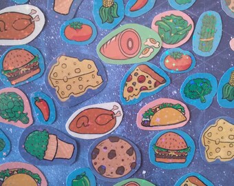 Line Art Stickers, Stickers, Animals, Food, Dot of Color, Waterproof ...