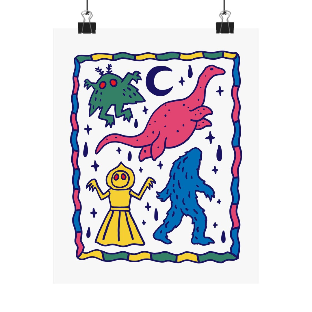 Colorful Cryptids Art Pint Matte Vertical Posters - Etsy