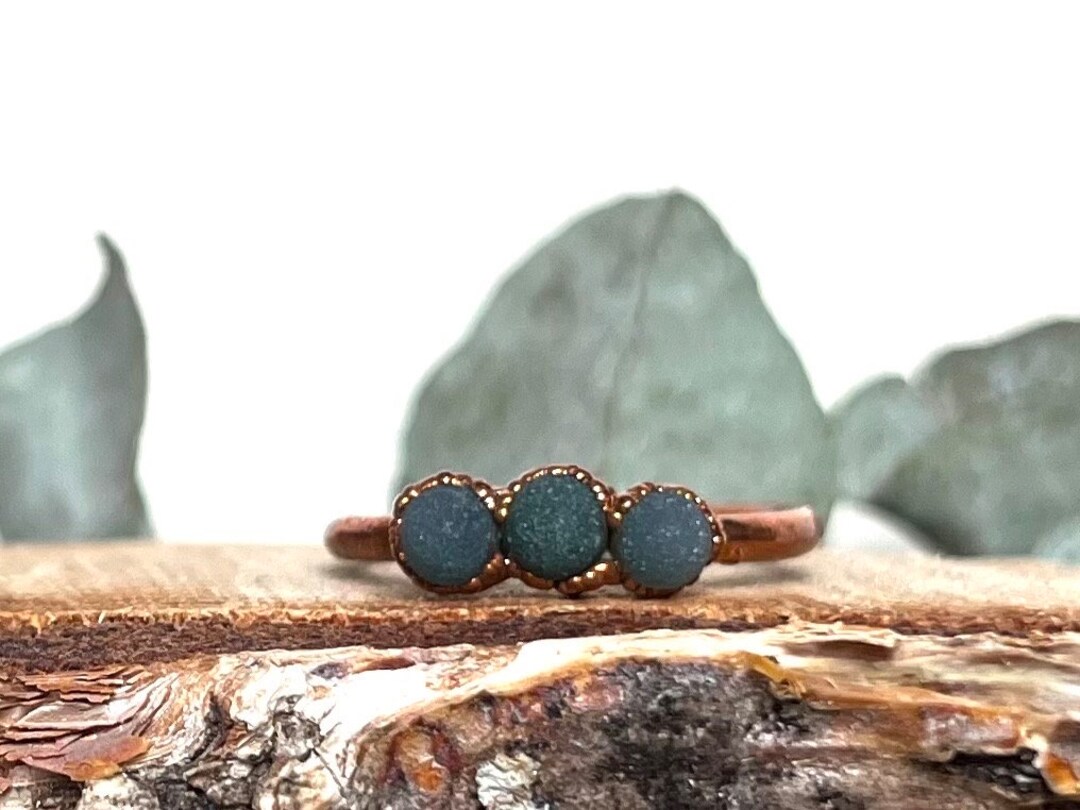 Handmade Copper Grape Agate Ring | Botryoidal Chalcedony Crystal - Etsy