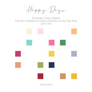 Happy Days Procreate Color Palette | 30 Handpicked Swatches for Digital ...