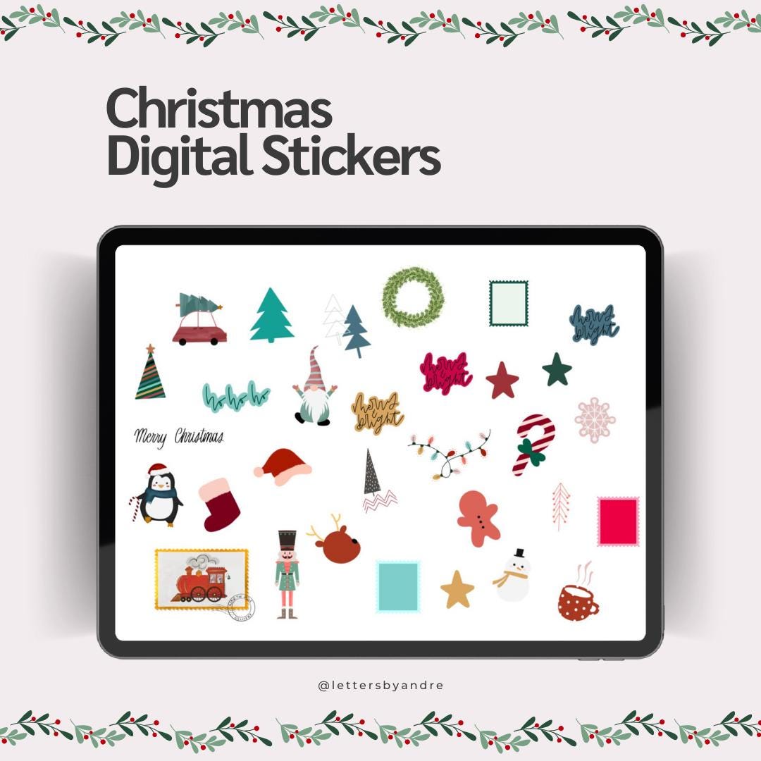 Christmas Digital Stickers for Goodnotes & Procreate | Precut PNG ...