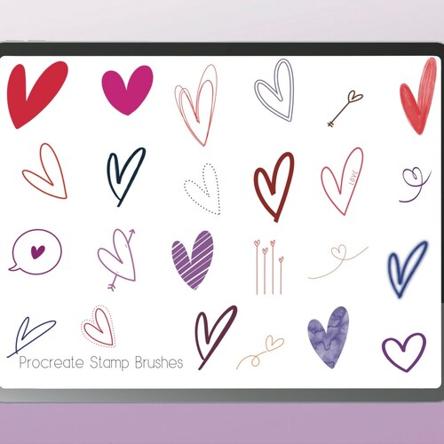 20 Valentines Day Stamps for Procreate Bonus Brush - Etsy