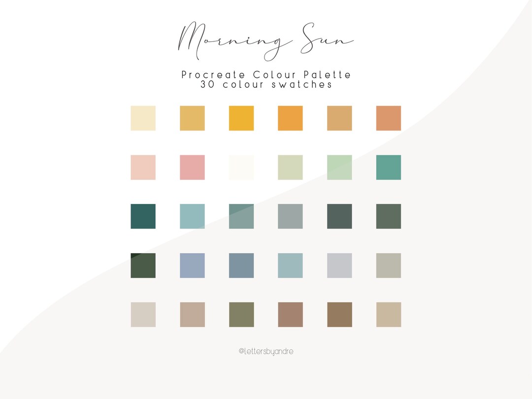 Morning Sun Procreate Color Palette | 30 Warm and Soft Tones | Digital ...
