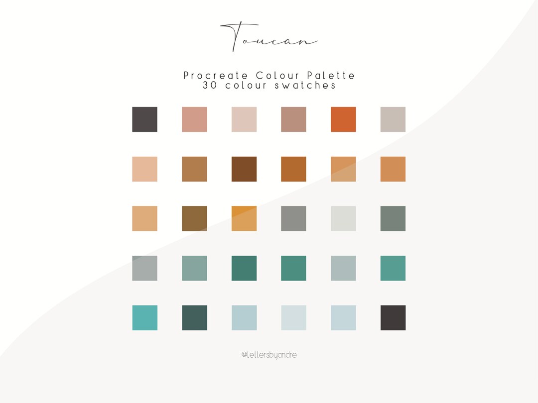 Toucan Procreate Color Palette | 30 Vibrant & Earthy Colors | Tropical ...