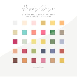 Happy Days Procreate Color Palette | 30 Handpicked Swatches for Digital ...