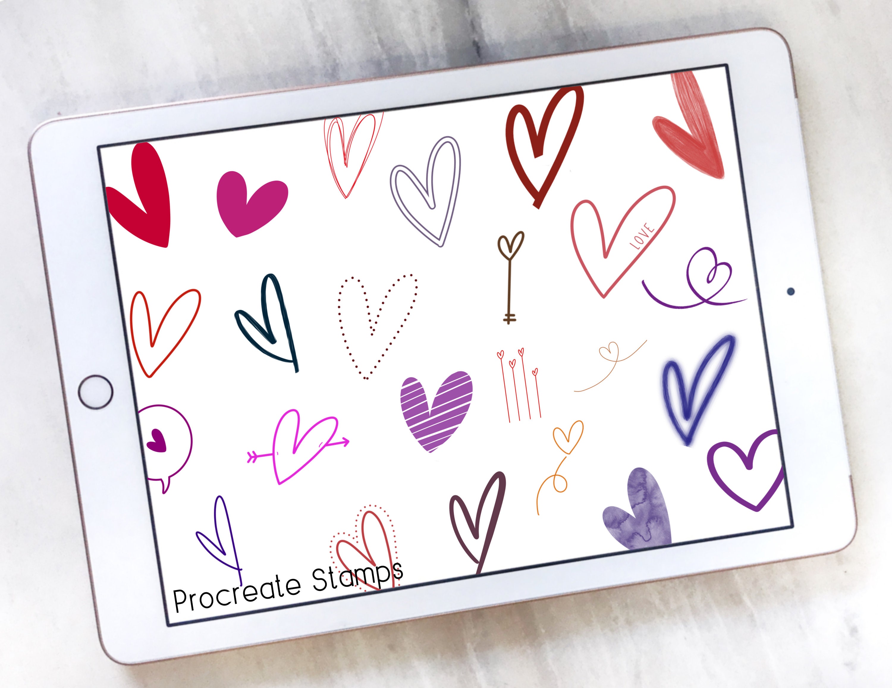 20+ Valentines Day Stamps for Procreate + Bonus Brush | Procreate Stamp ...