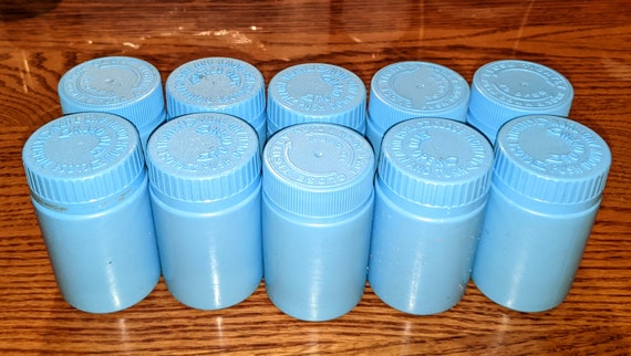 6 Medium Blue Pill Bottles With Blue Child-resistant Caps - Etsy