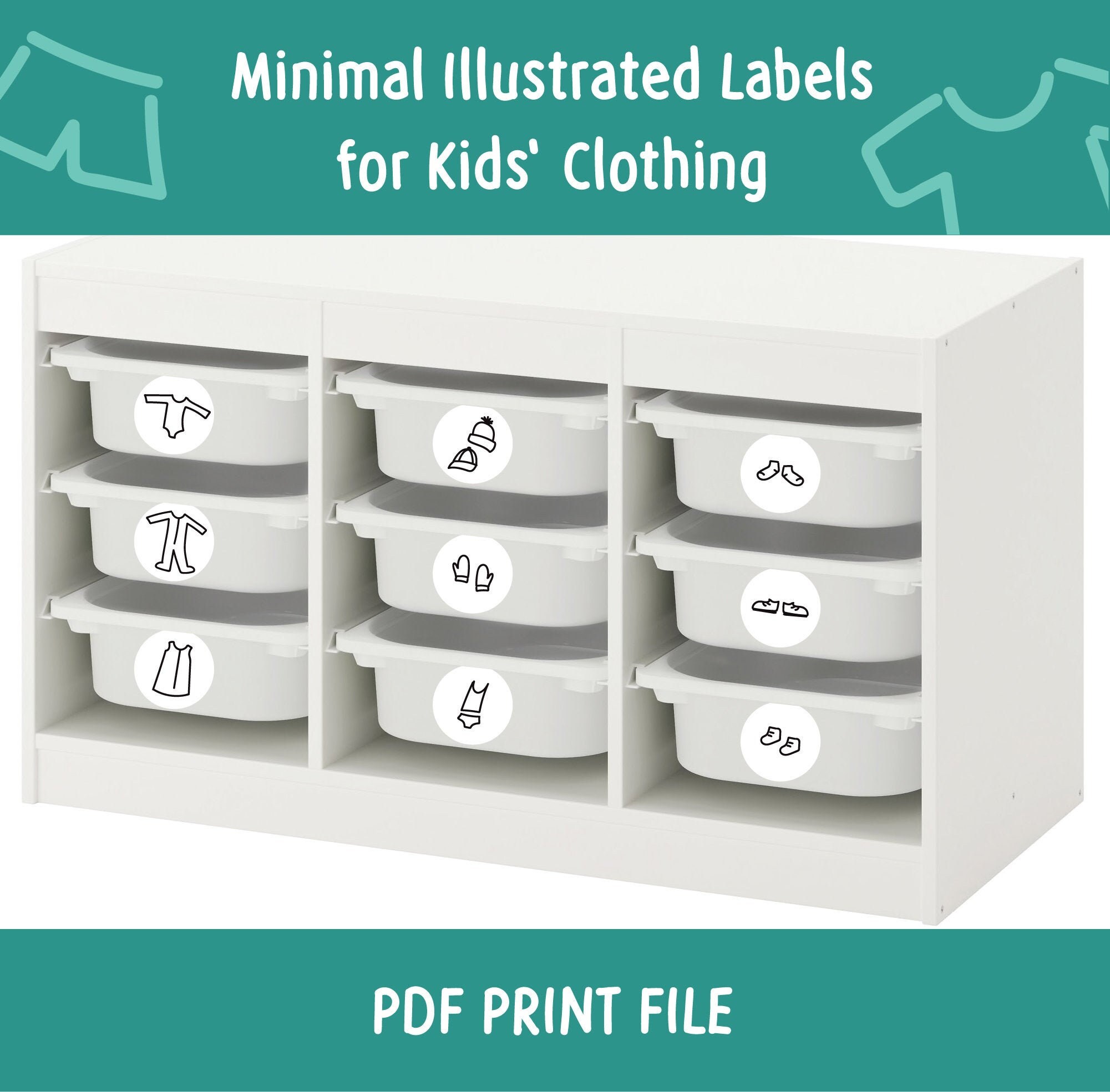 DIY Drawer Labels Kids Clothing Printable Template | Etsy