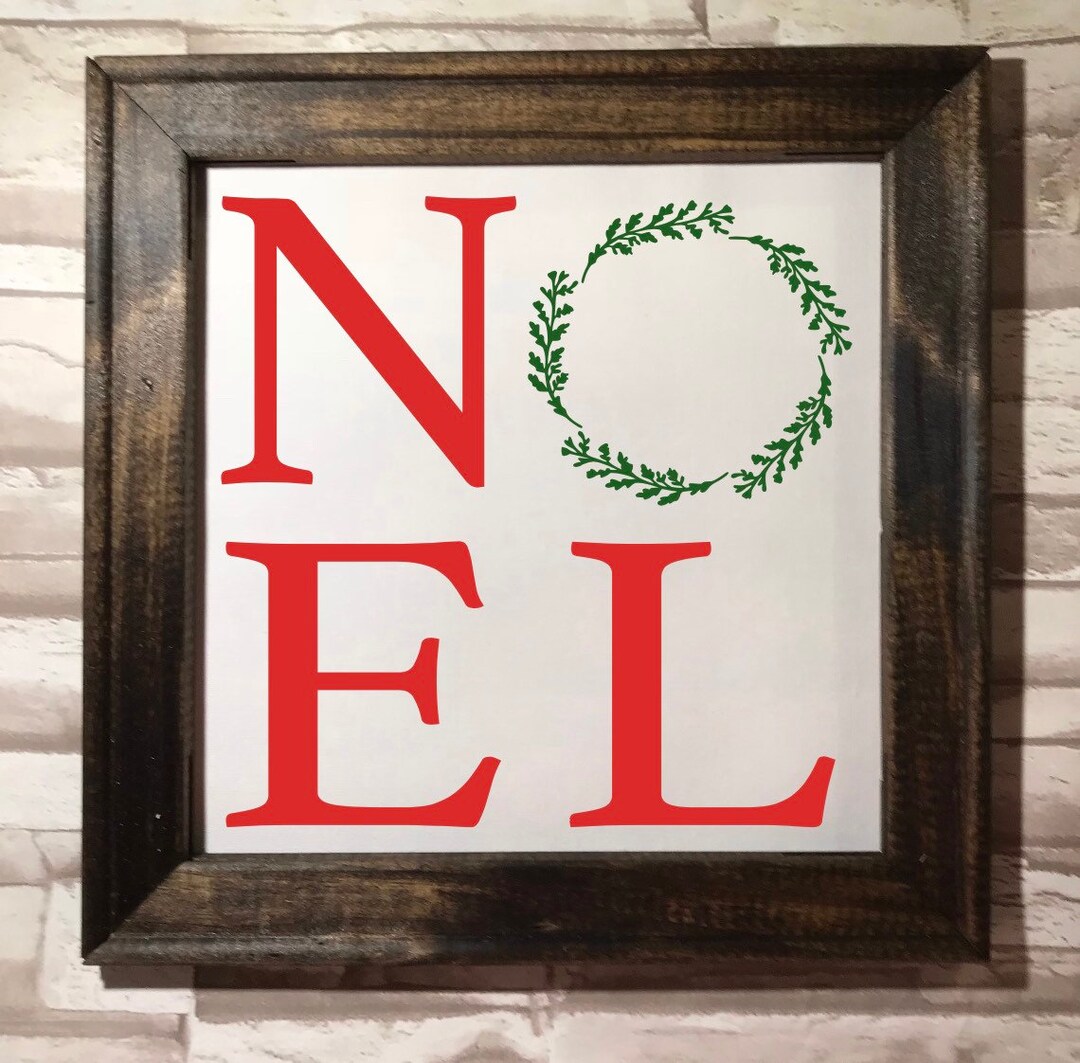 Toile encadrée de laurier NOEL, décoration murale inspirée de Noël - Etsy France