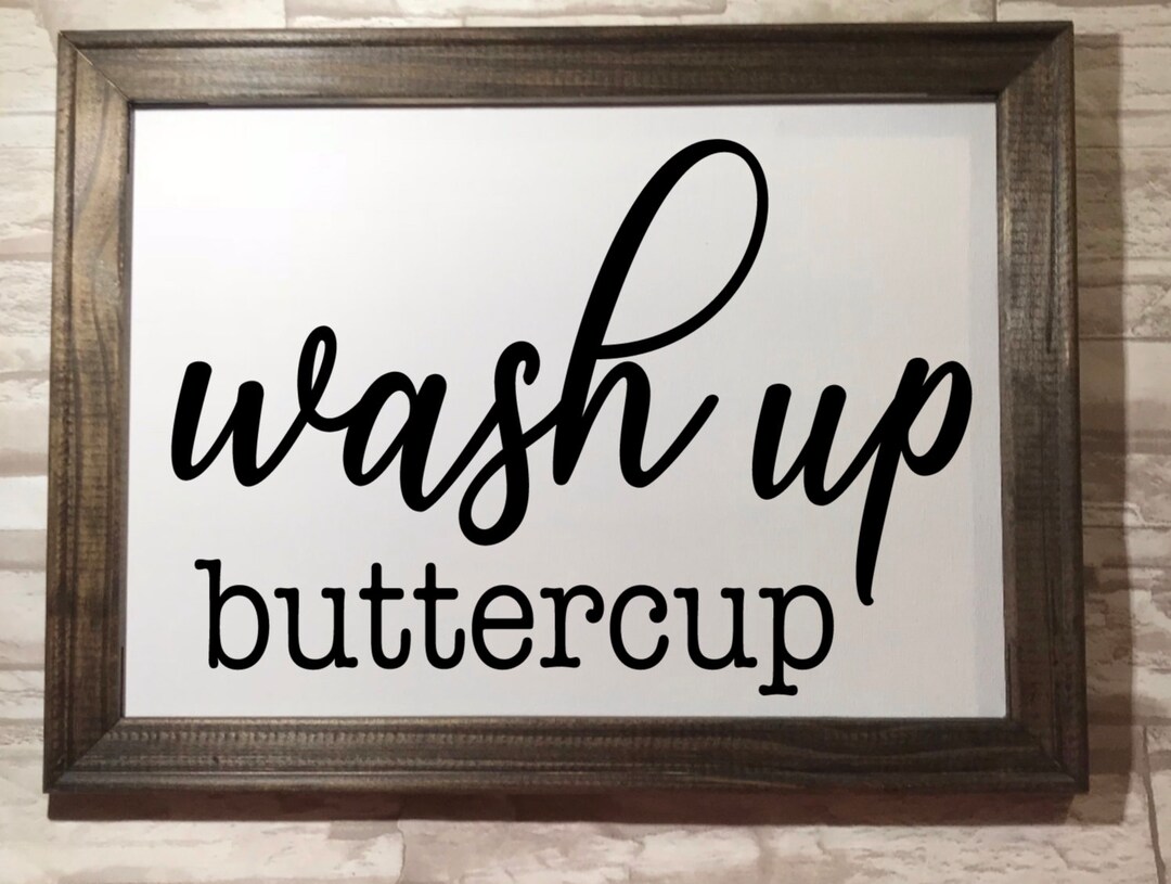 Wash up Buttercup Half Bathroom Wall Decor, Framed Farmhouse Canvas - Etsy