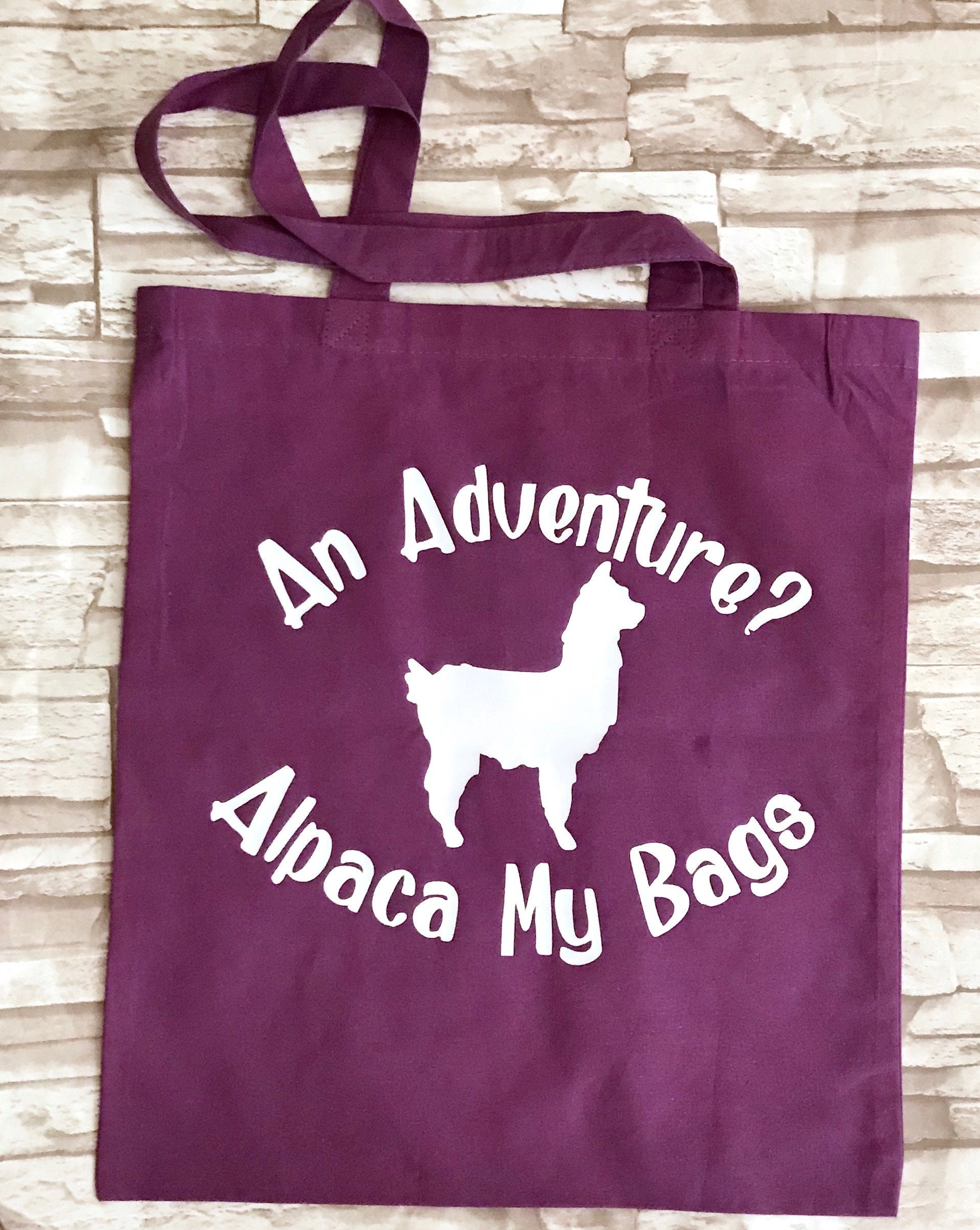 Adventure alpaca my bags funny custom canvas tote bag | Etsy