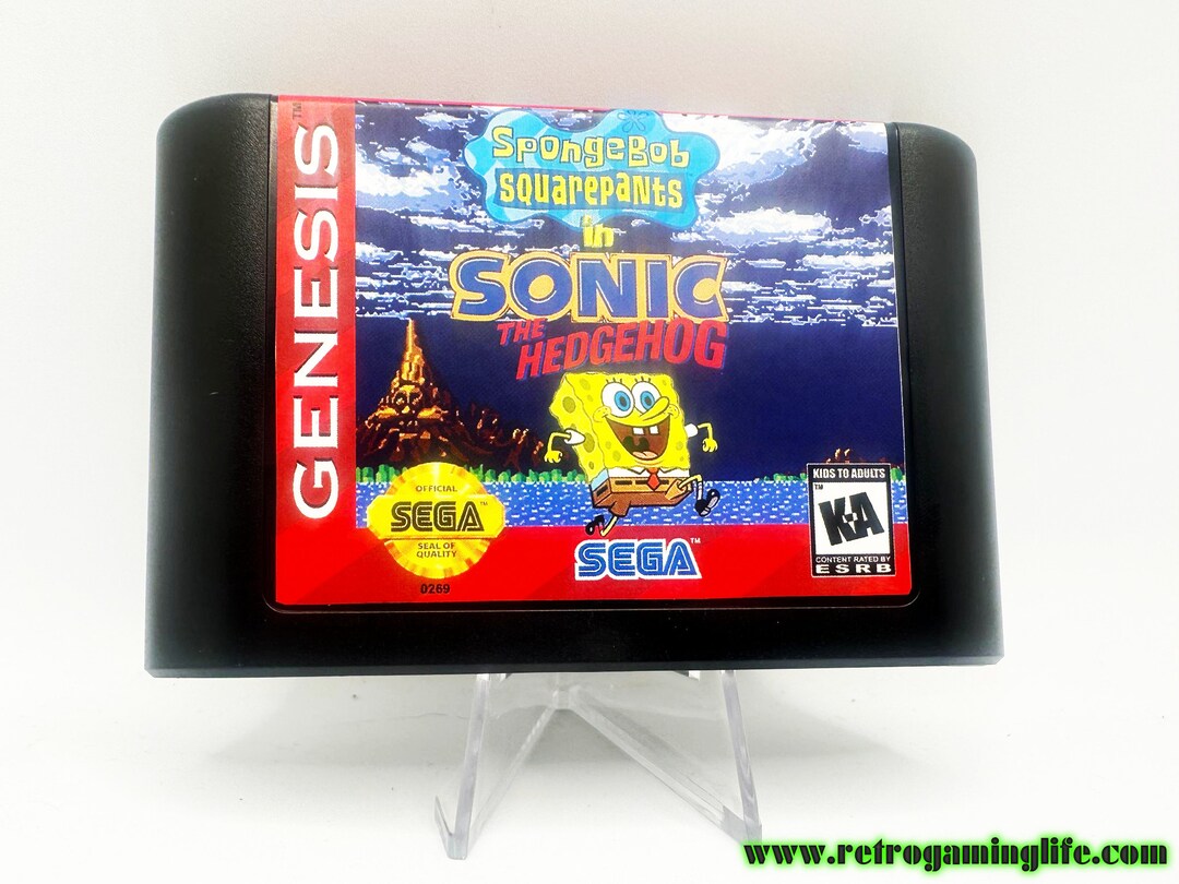 Spongebob in Sonic the Hedgehog Sega Genesis Reproduction Game Cart - Etsy