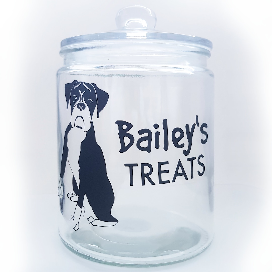 Boxer Dog Sitting - Personalised Treat Jar Decal - Etsy