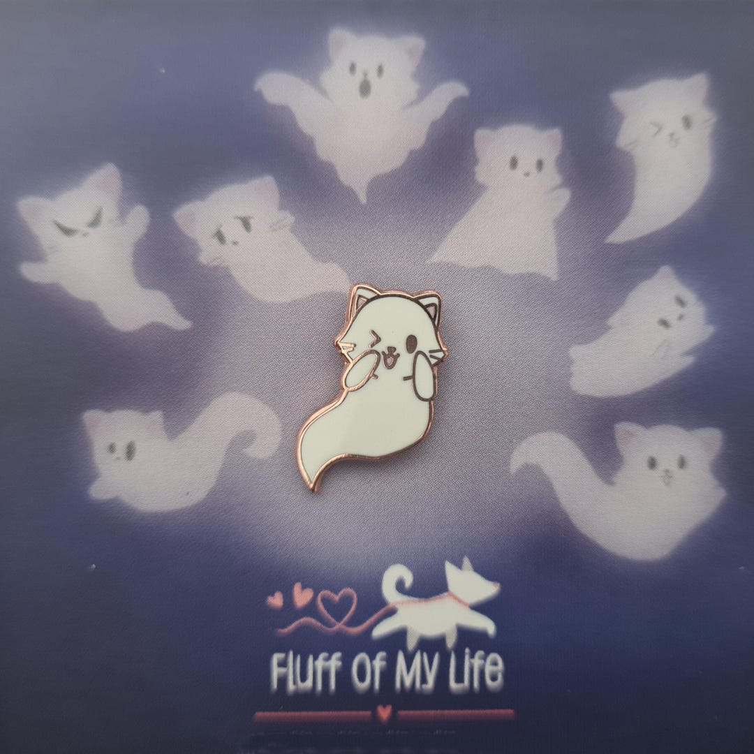 Ghost Kitty, Winky - Tiny Enamel Pin, Halloween Cat Pin - Etsy