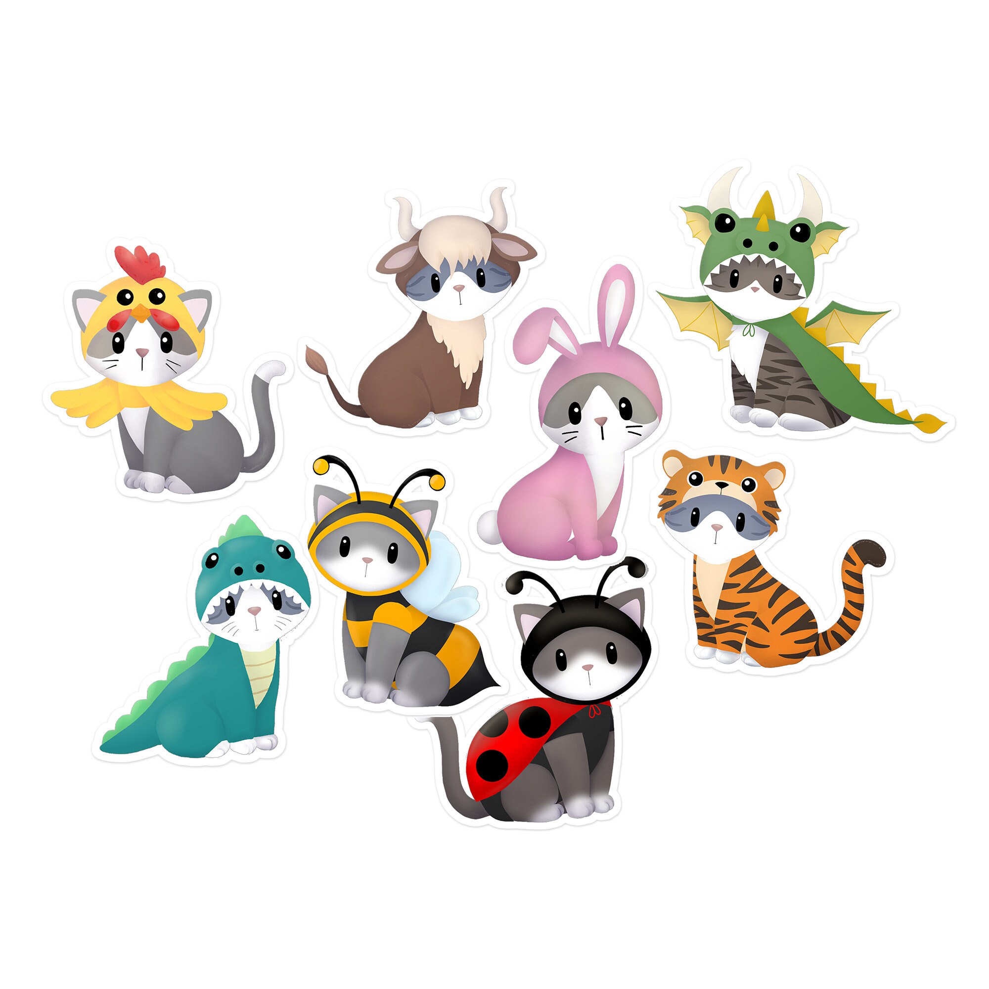 Kitties in Costume Mini Sticker Set Set of 8 Small Vinyl Cat - Etsy ...