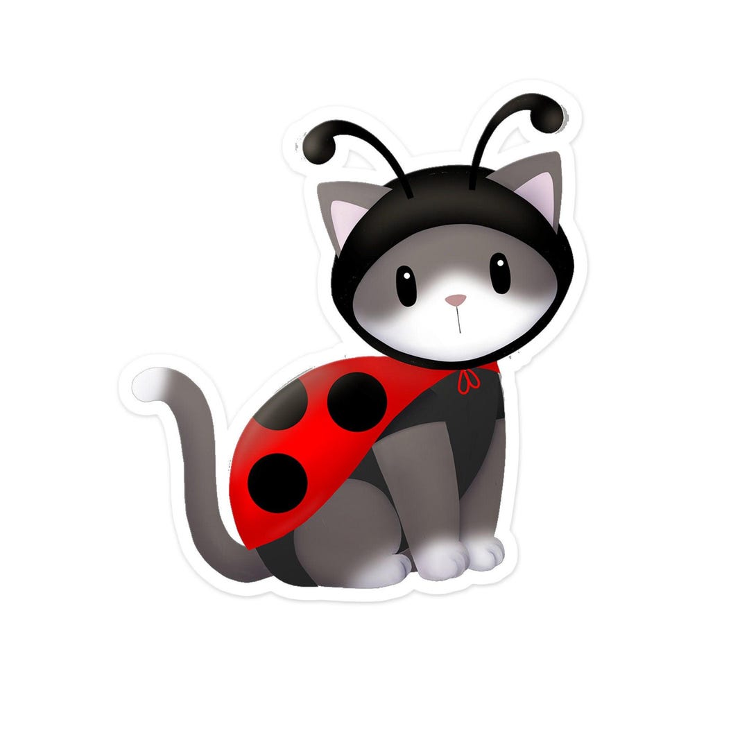 Kitty in Ladybug Suit/costume - Vinyl Sticker - Etsy